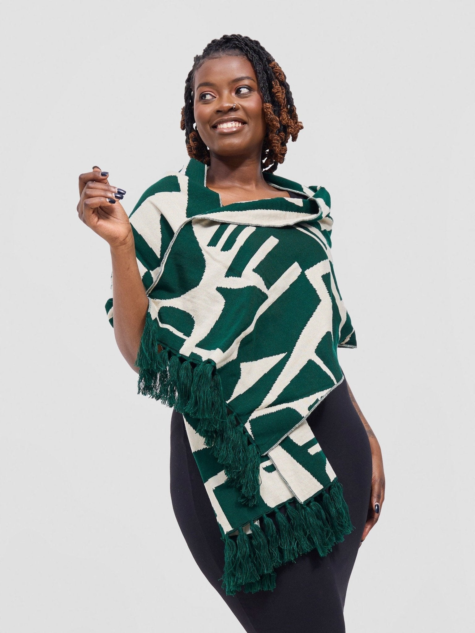 Vivo Lalani Scarf With Fringes - Light Emerald Green / Ivory Samba Pri ...