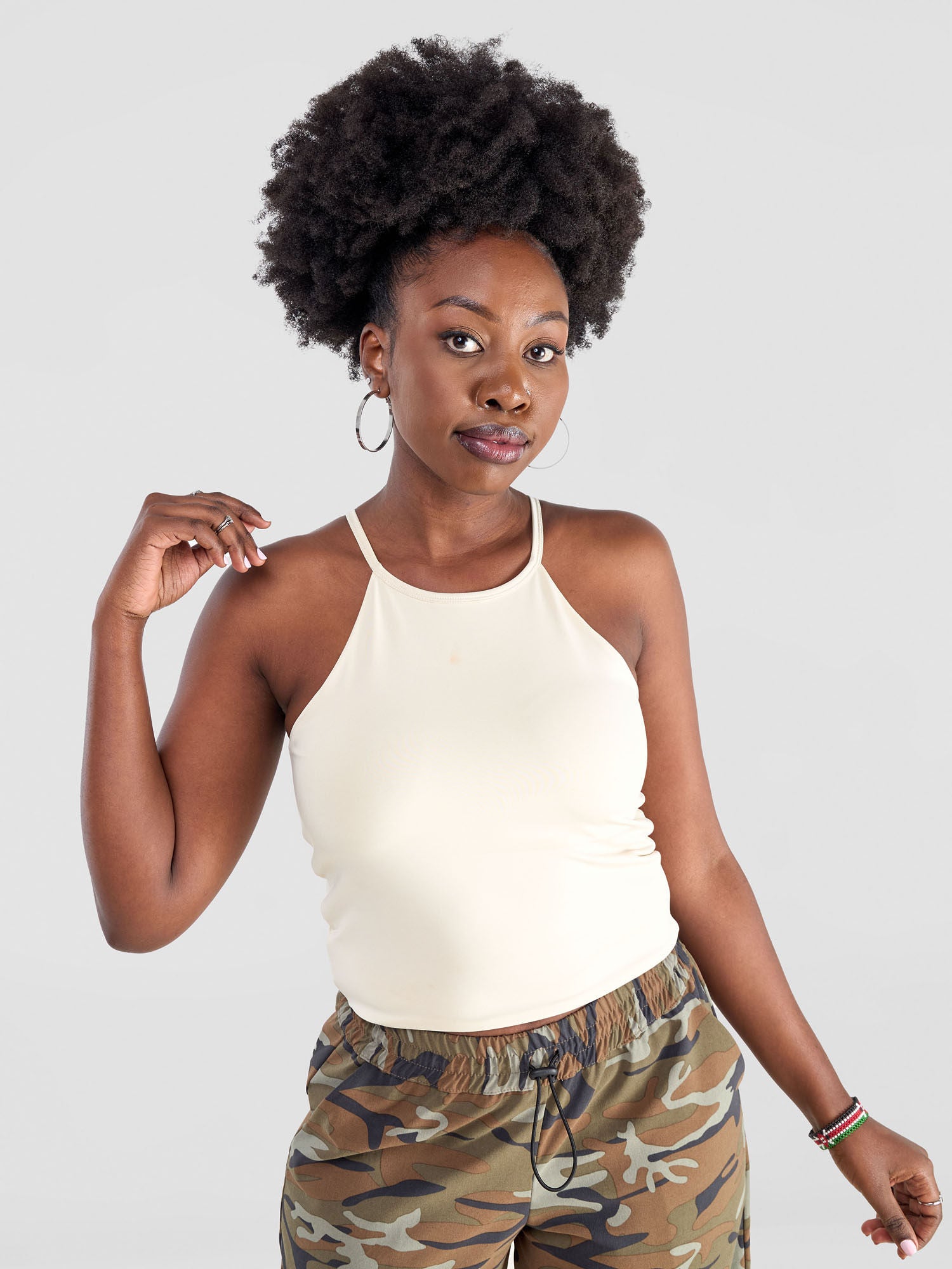 Zoya Yuni Halter Midriff Top - Beige – Shopzetu