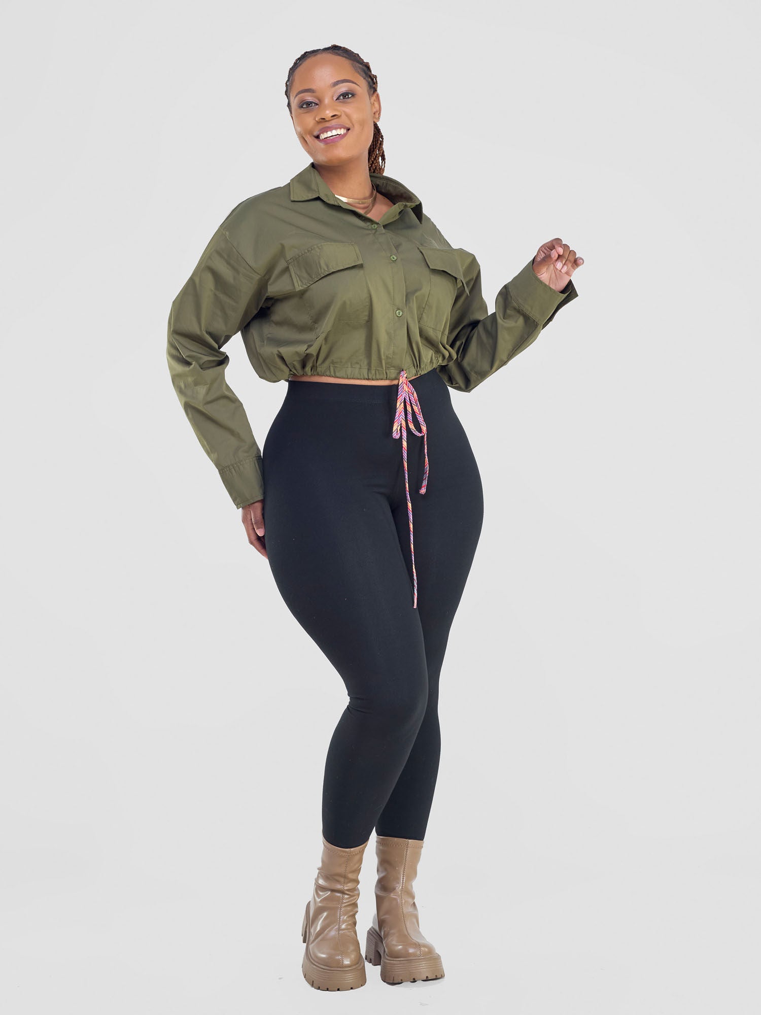 Safari Kamari Long Sleeve Drawstring Shacket - Hunters Green – Shopzetu