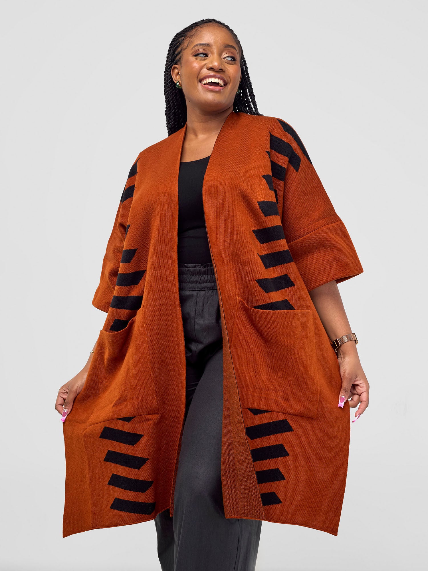 Safari Dila Poncho - Rust / Black – Shopzetu