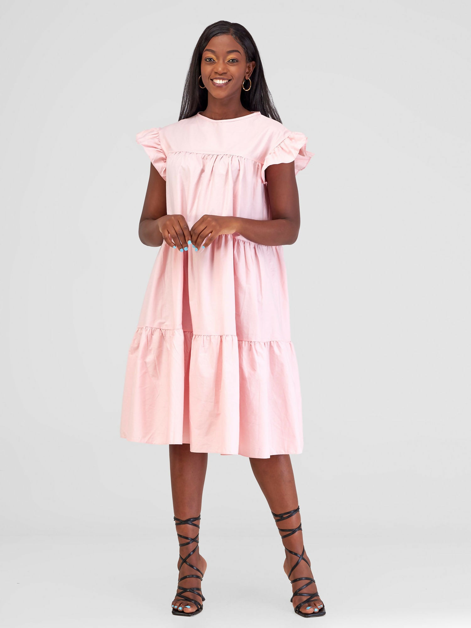 Overflow Couture Tiered Shift Dress - Peach – Shopzetu