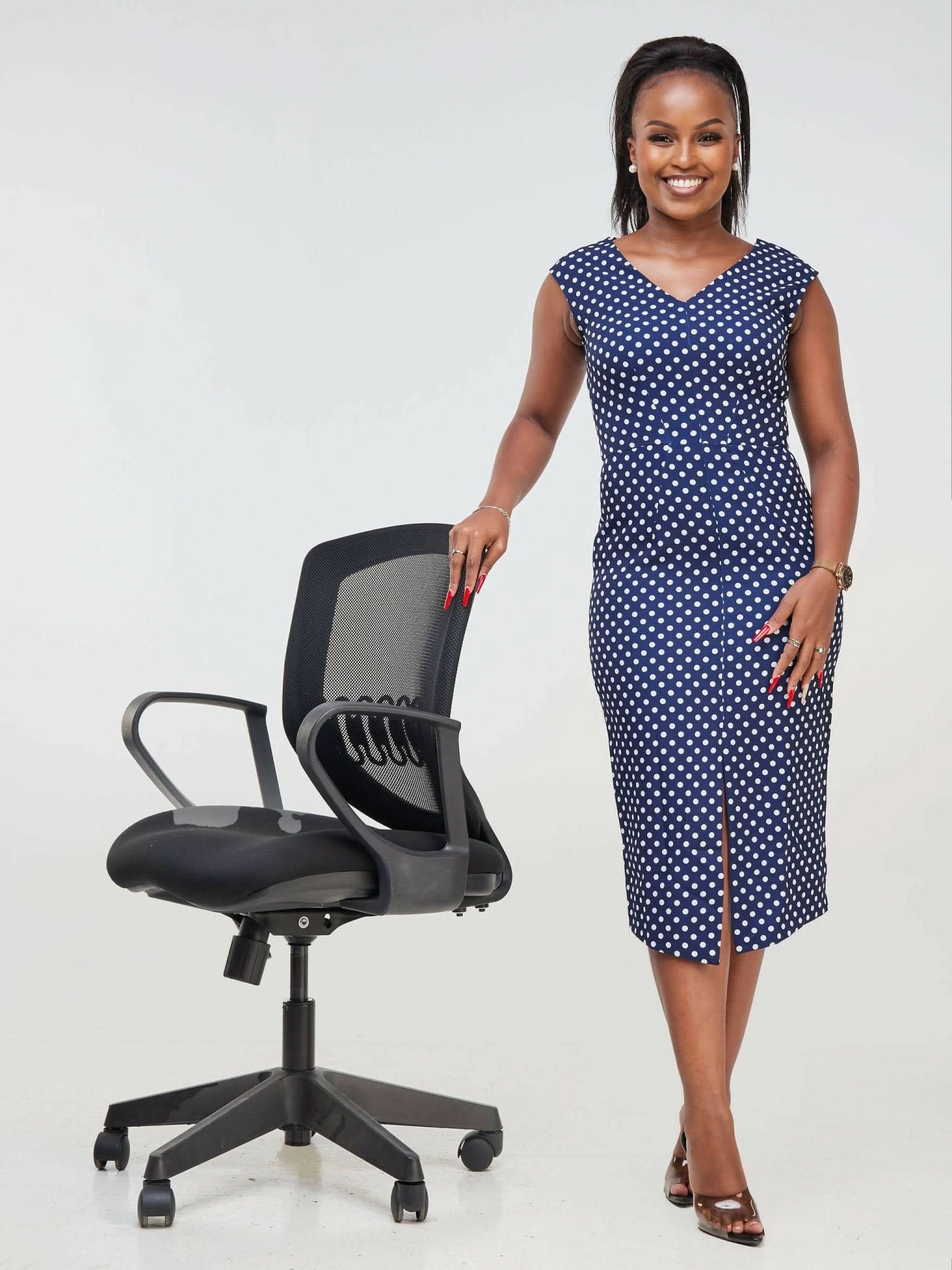 The Fashion Frenzy Polka Pencil Dress - Blue – Shopzetu