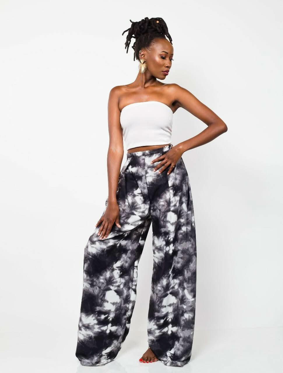 Umber Palazzo Pants - Grey / White – Shopzetu