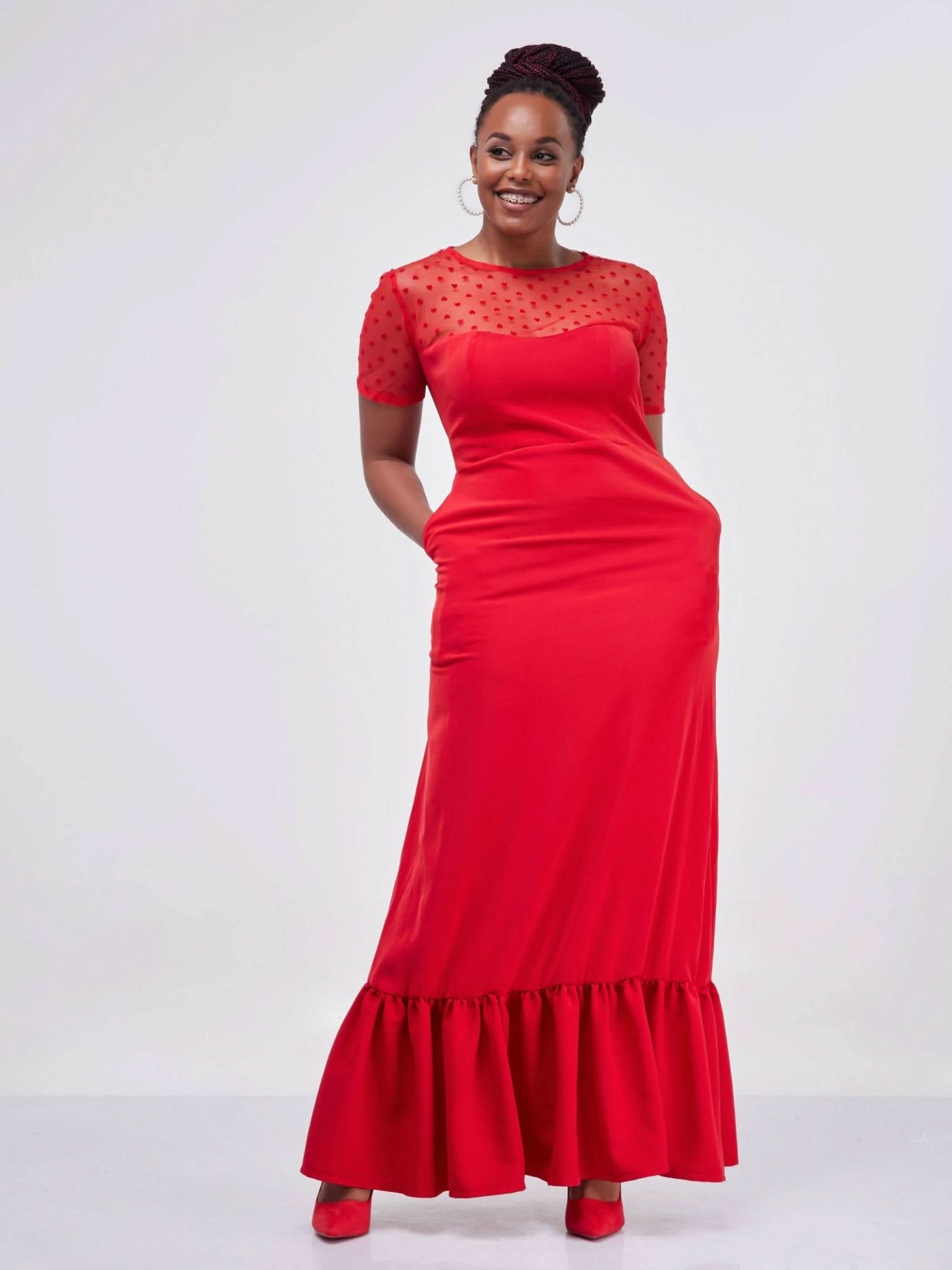 Ladies & Linen Red Velvet Maxi Dress - Red – Shopzetu